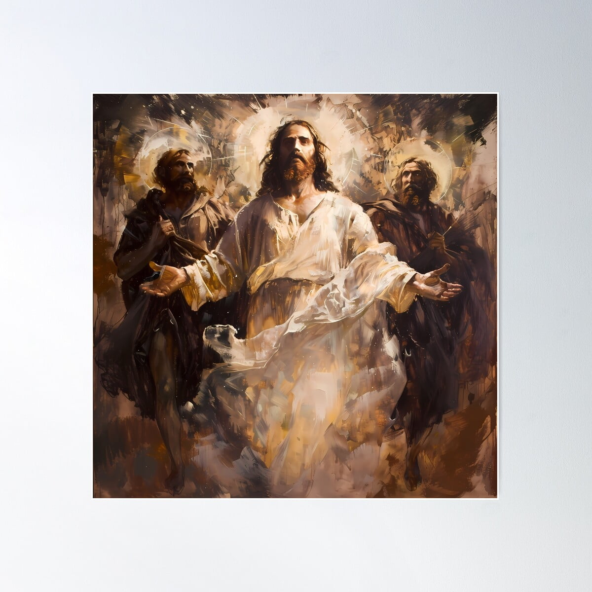 Jesus With Moses And Elijah In Oil Style Poster Wall Art, Modern Wall ...