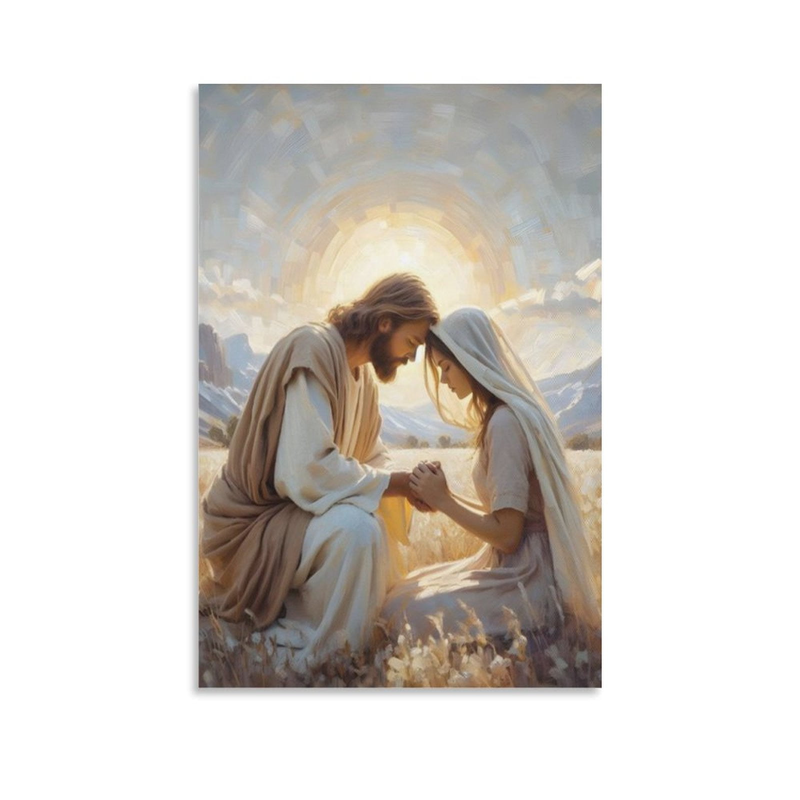 Jesus And Woman Wall Decor Art - Sunlight And Prayer - Bible Abstract ...