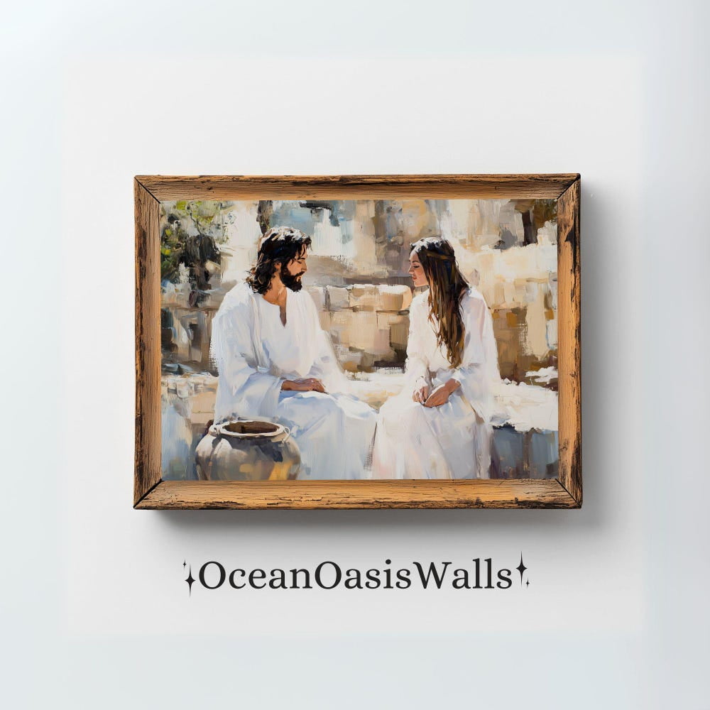 Jesus And Woman At The Well Painting, Samaritan Woman New Testament ...