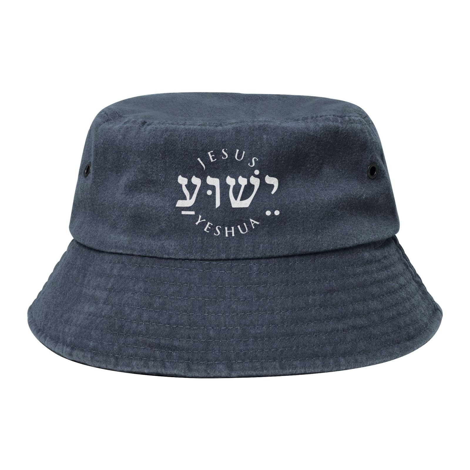 Jesus Yeshua Hebrew Washed Bucket Hat For Men Women Denim Bucket Hat ...