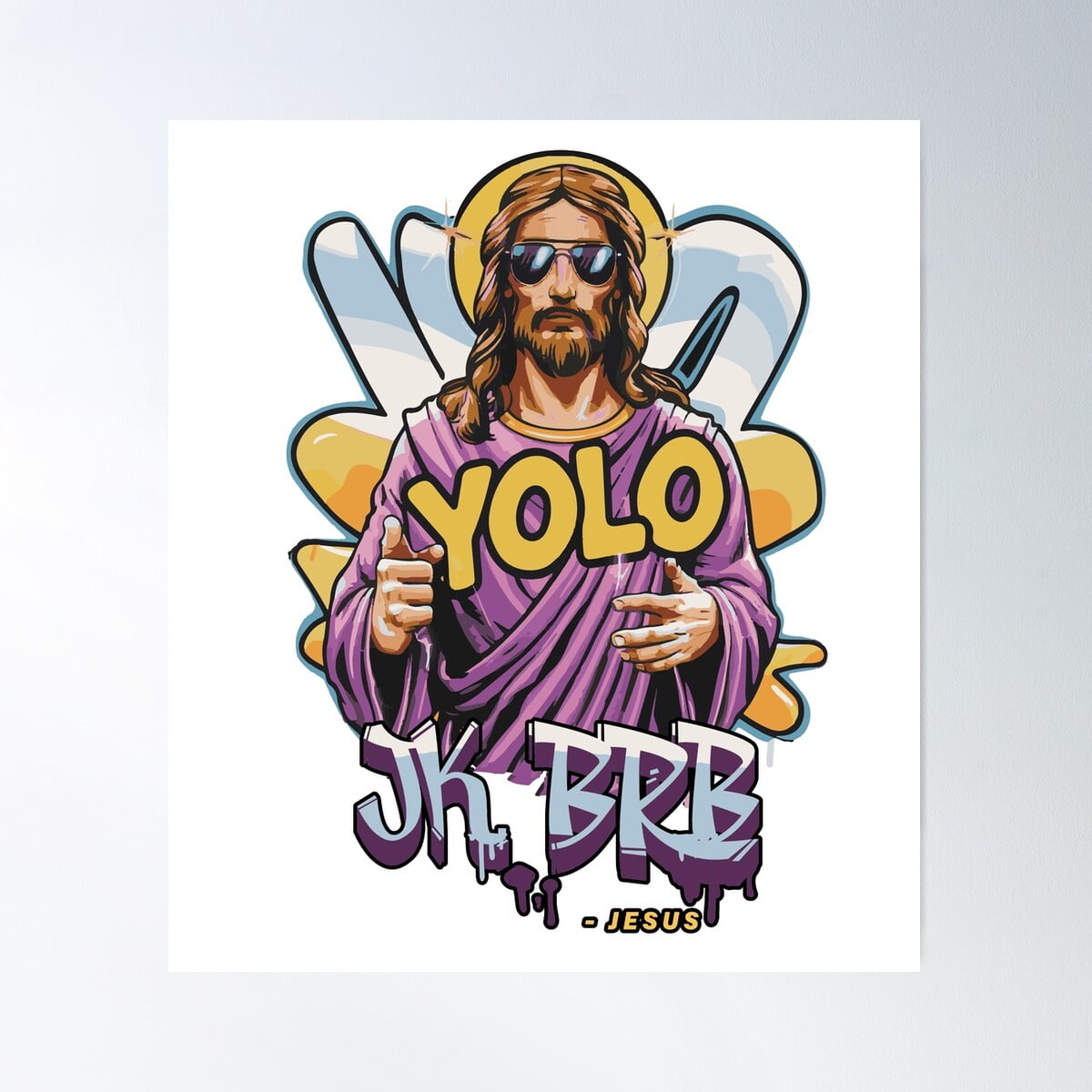 Jesus Yolo, Jk, Brb Poster Wall Art, Modern Wall Decor For Living Room ...