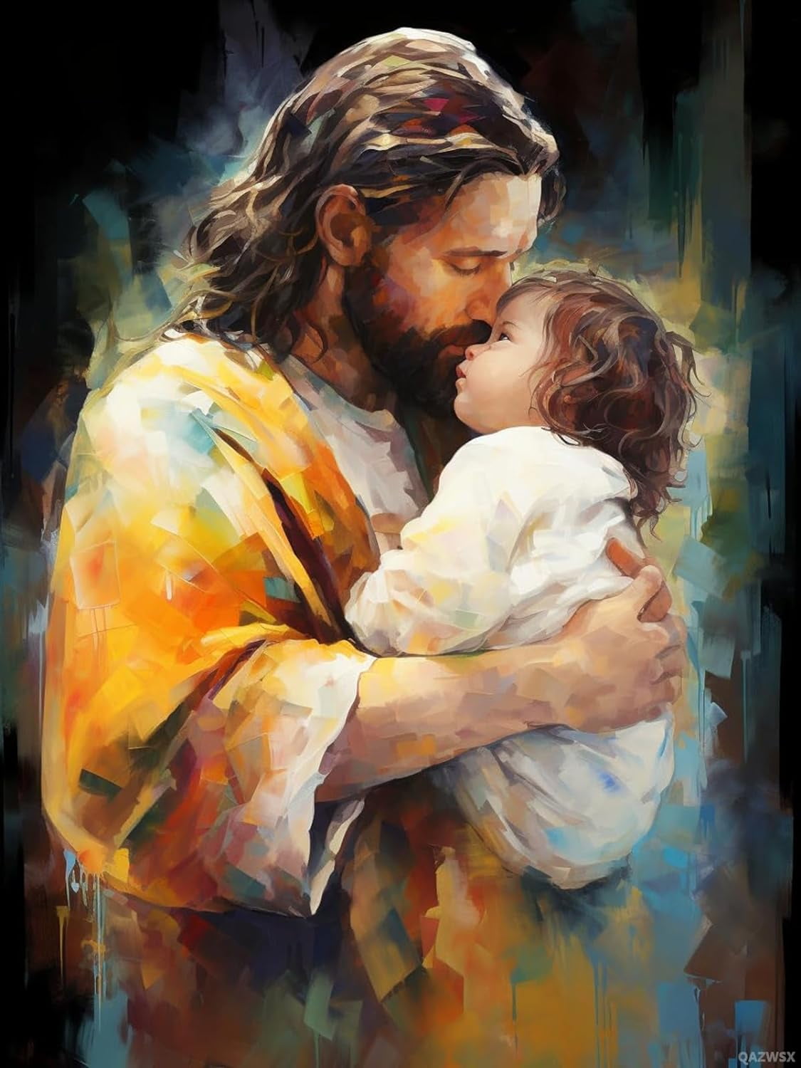 Jesus and Baby Colorful Kiss The Baby 5D Adult Diamond Art, DIY Diamond ...