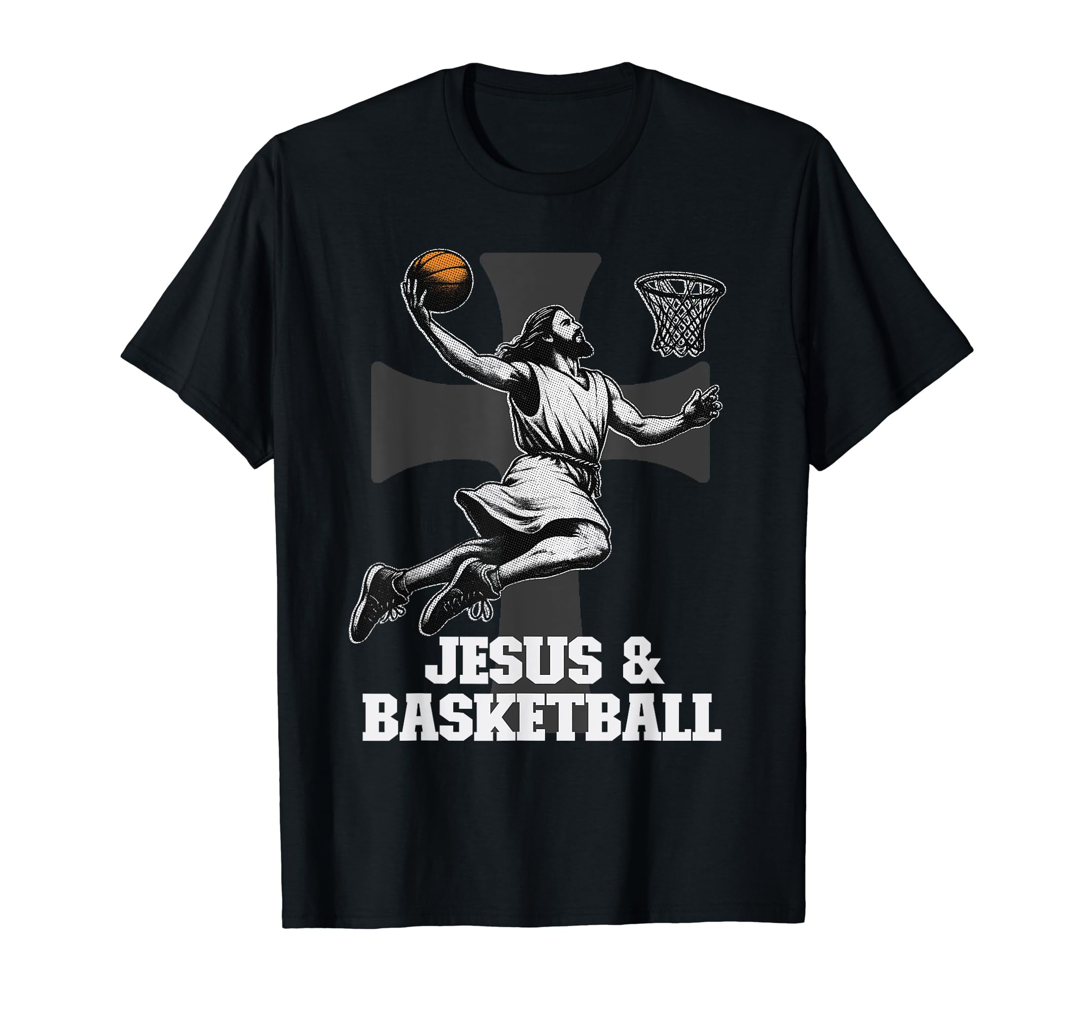 Jesus and Basketball Religious Christian Cross Holy Dunker T-Shirt ...