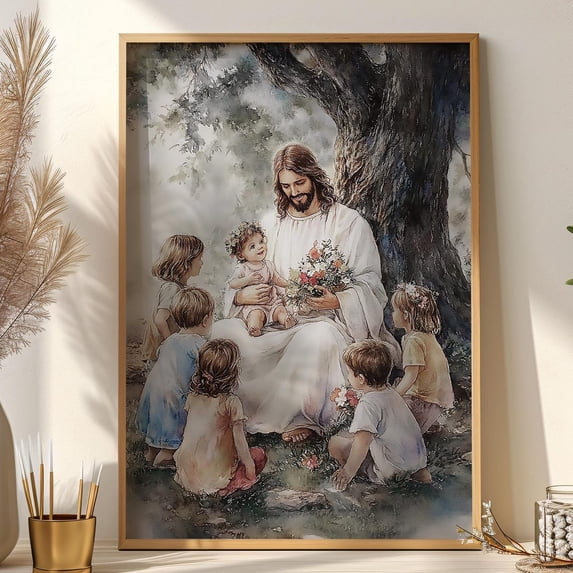 Jesus and Children Kingdom Of God Luke 18:16-17 Christian Wall Decor ...