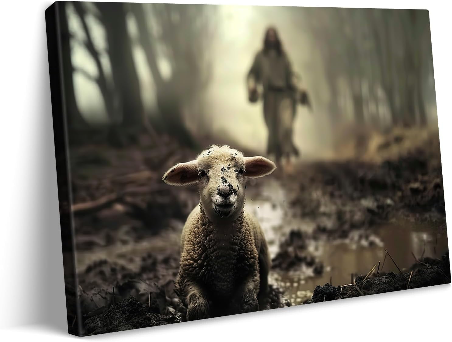 Jesus and Lamb Canvas Prints Jesus Running After Lost Lamb Wall Art ...