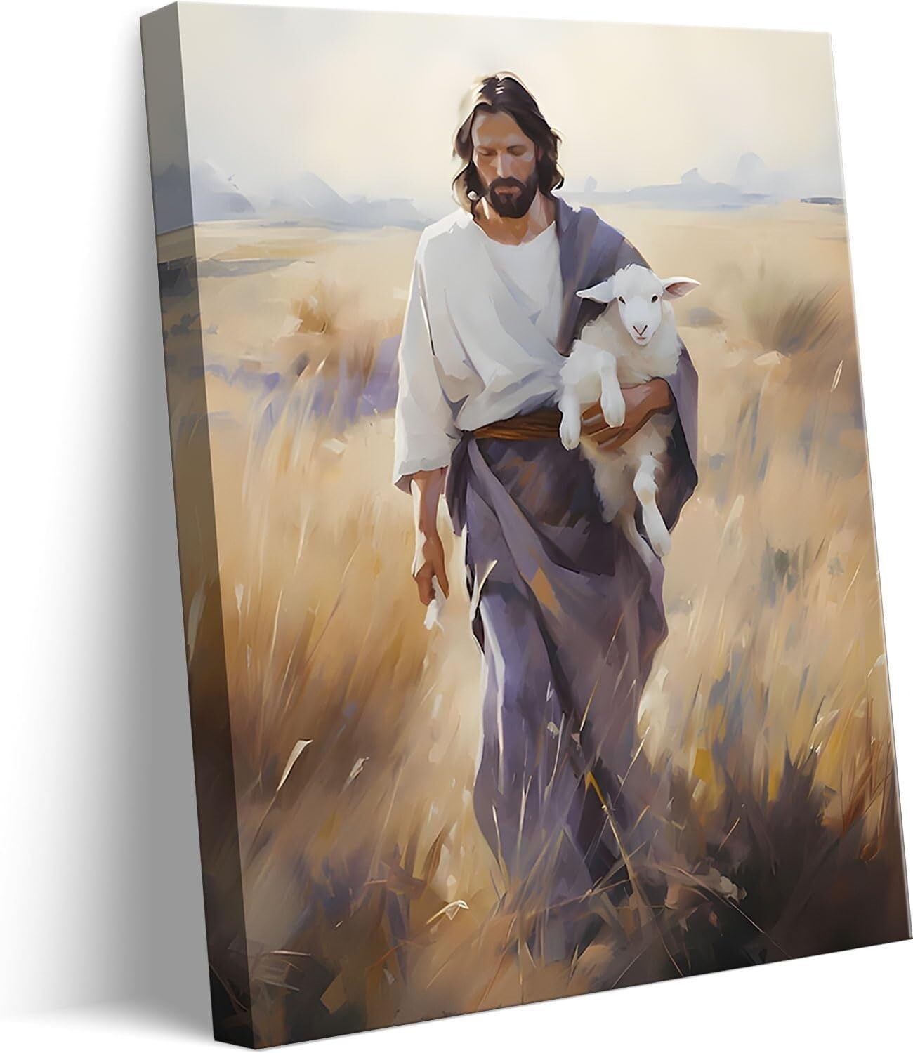 Jesus and Lamb Canvas Wall Art Jesus Christ The Good Shepherd Picture ...