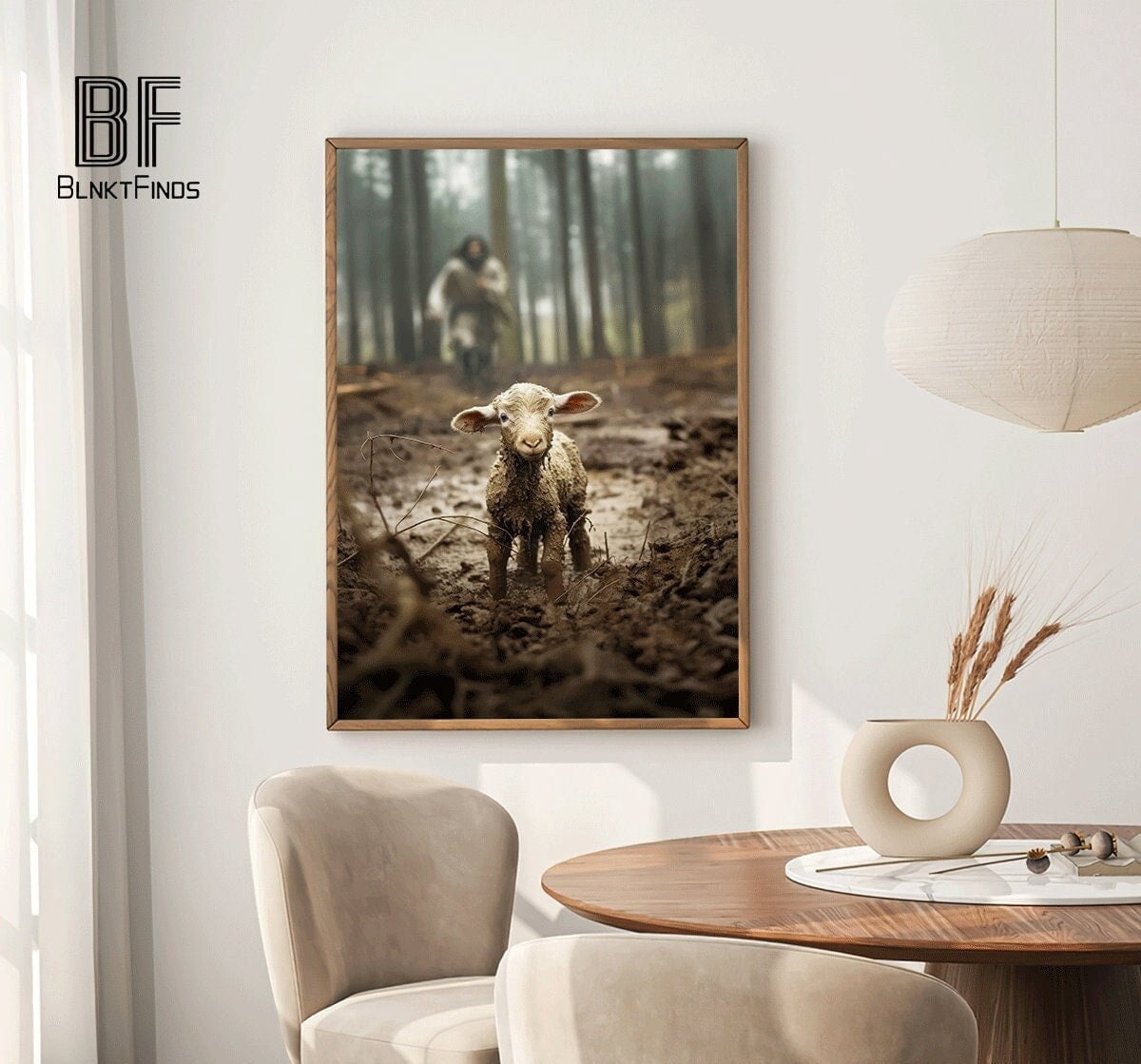 Jesus and Lamb Jesus Running After Lost Lamb God Poster Print Jesus ...