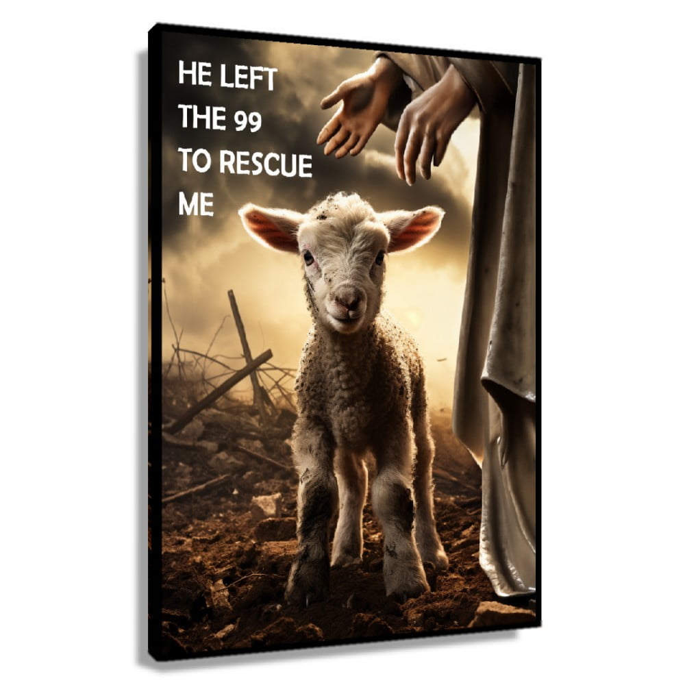 Jesus and Lamb Wall Art Jesus Running After Lost Lamb Canvas Wall Art ...