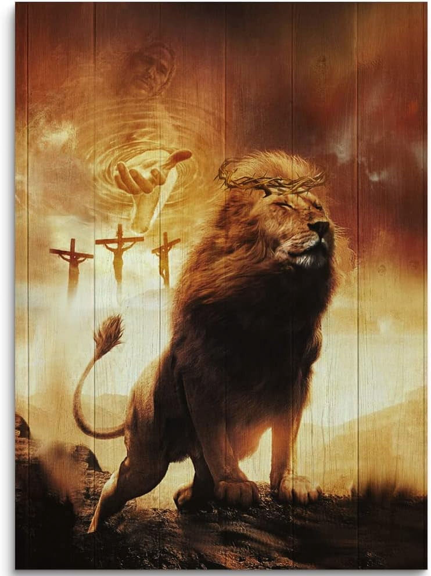 Jesus and Lion Canvas Wall Art Christian Gifts Jesus Pictures Religious ...