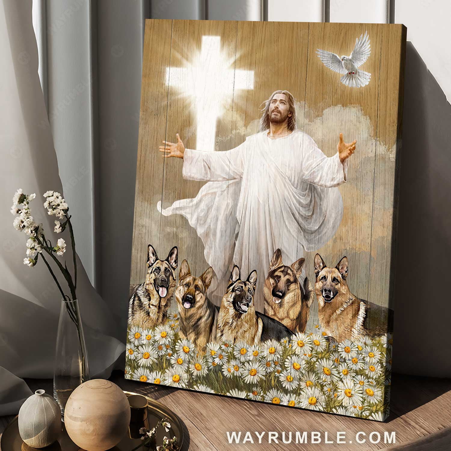 Jesus artwork, Stunning German Shepherd, Daisy field, Light cross ...