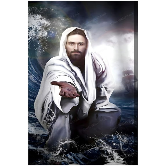 Jesus at Sea Miracle Mural, Symbol of Serenity and Strength, Poster for ...