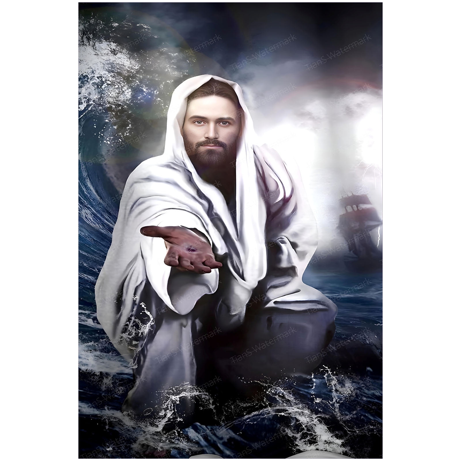 Jesus at Sea Miracle Mural, Symbol of Serenity and Strength, Poster for ...