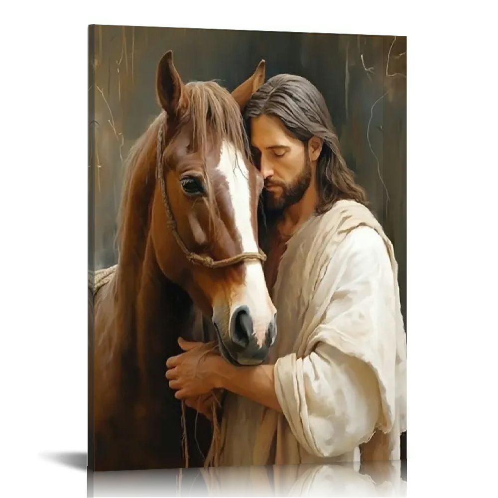 Jesus and horse wall art decor Christian wall art, Jesus horse Canvas ...
