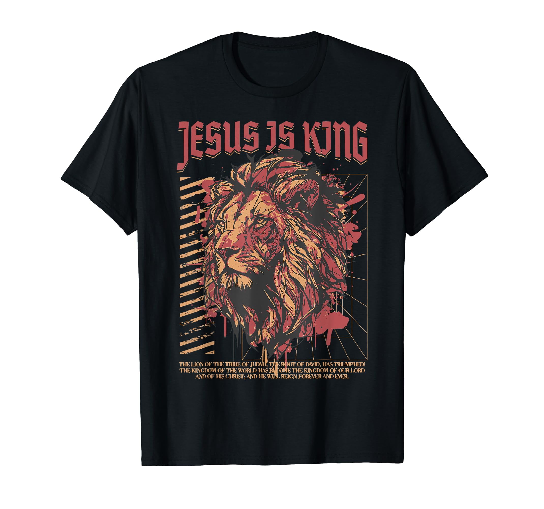 Jesus is King Christian Lion Bible Scripture Faith Quote T-Shirt ...