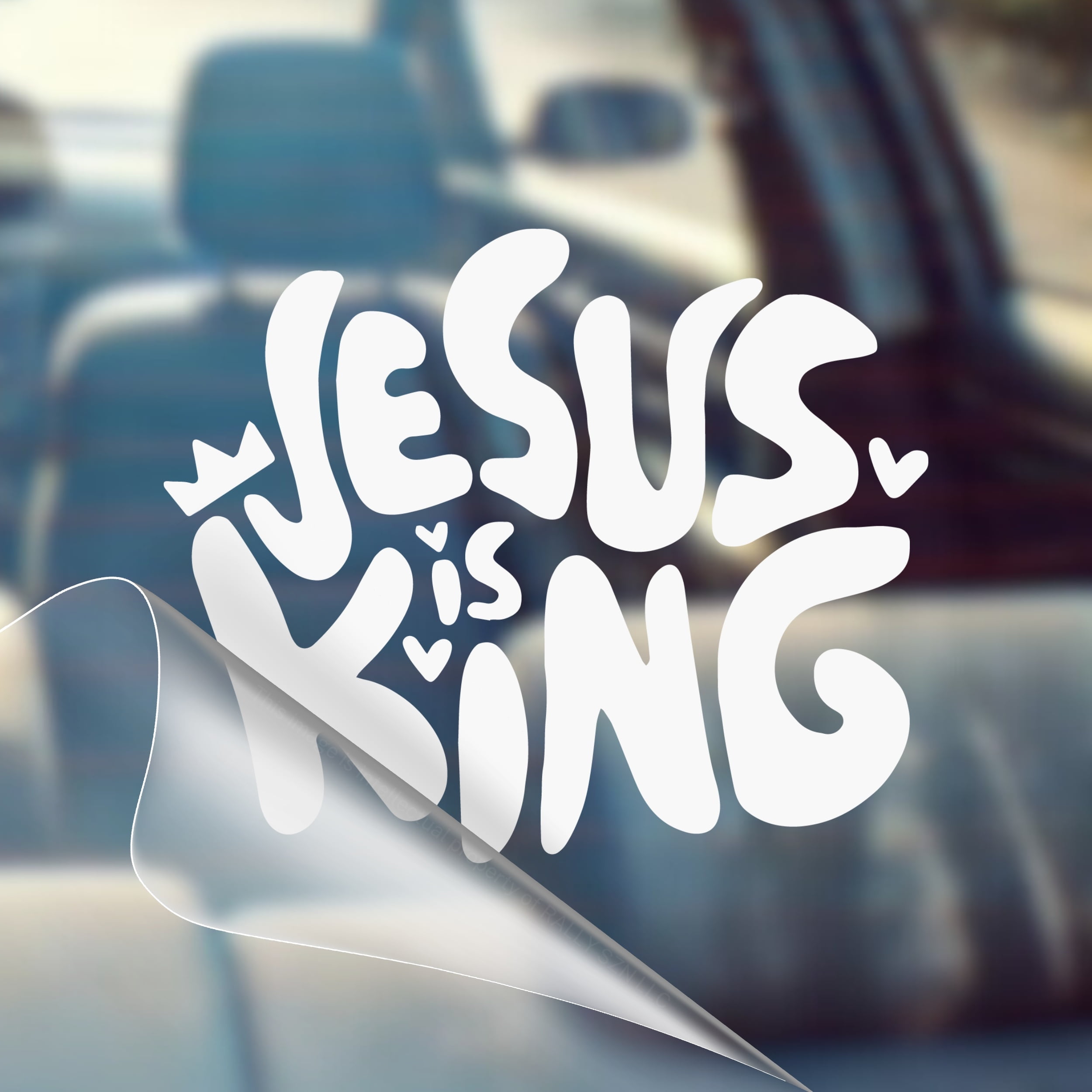 Jesus is King Retro Wavy - Christian Jesus Cross Bible Verse Car Vinyl ...
