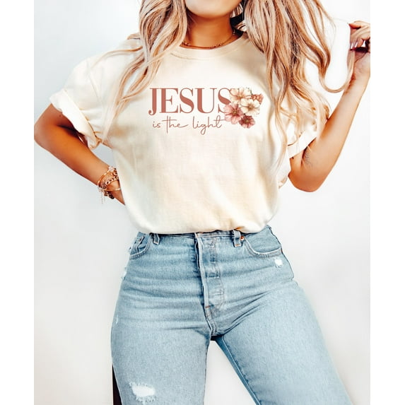Jesus is the Light Shirt, Floral Christian Shirt, Motivational Quotes ...