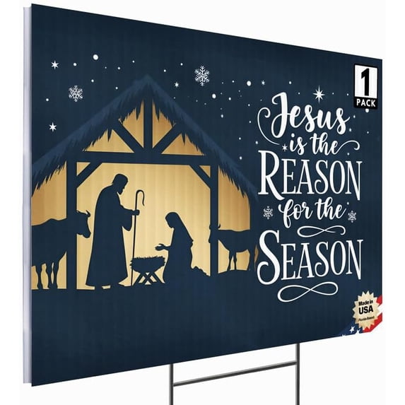Jesus is the Reason for the Season Sign, Double Sided Jesus Yard Sign ...