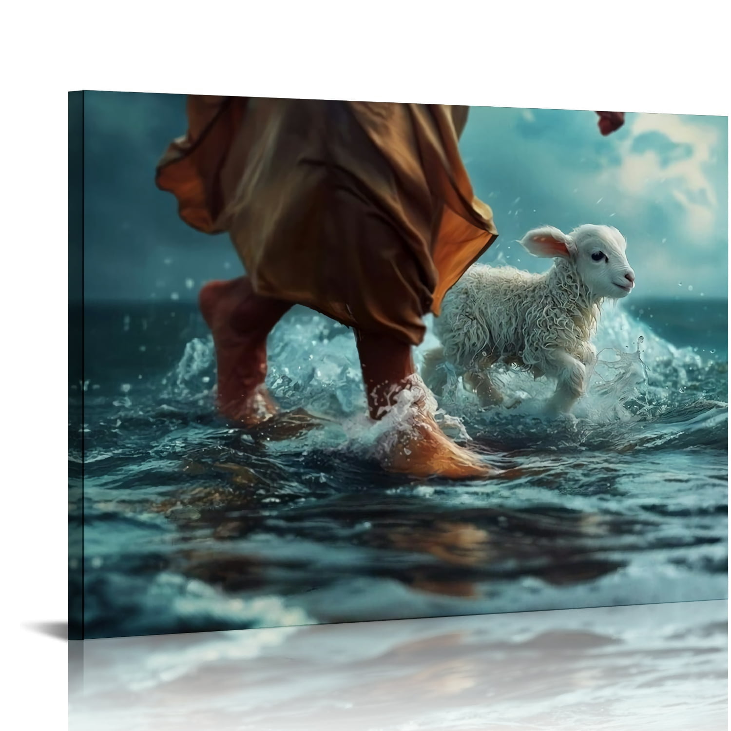 Jesus and lamb Walk on Waterwall art decor Christian wall art, Jesus ...