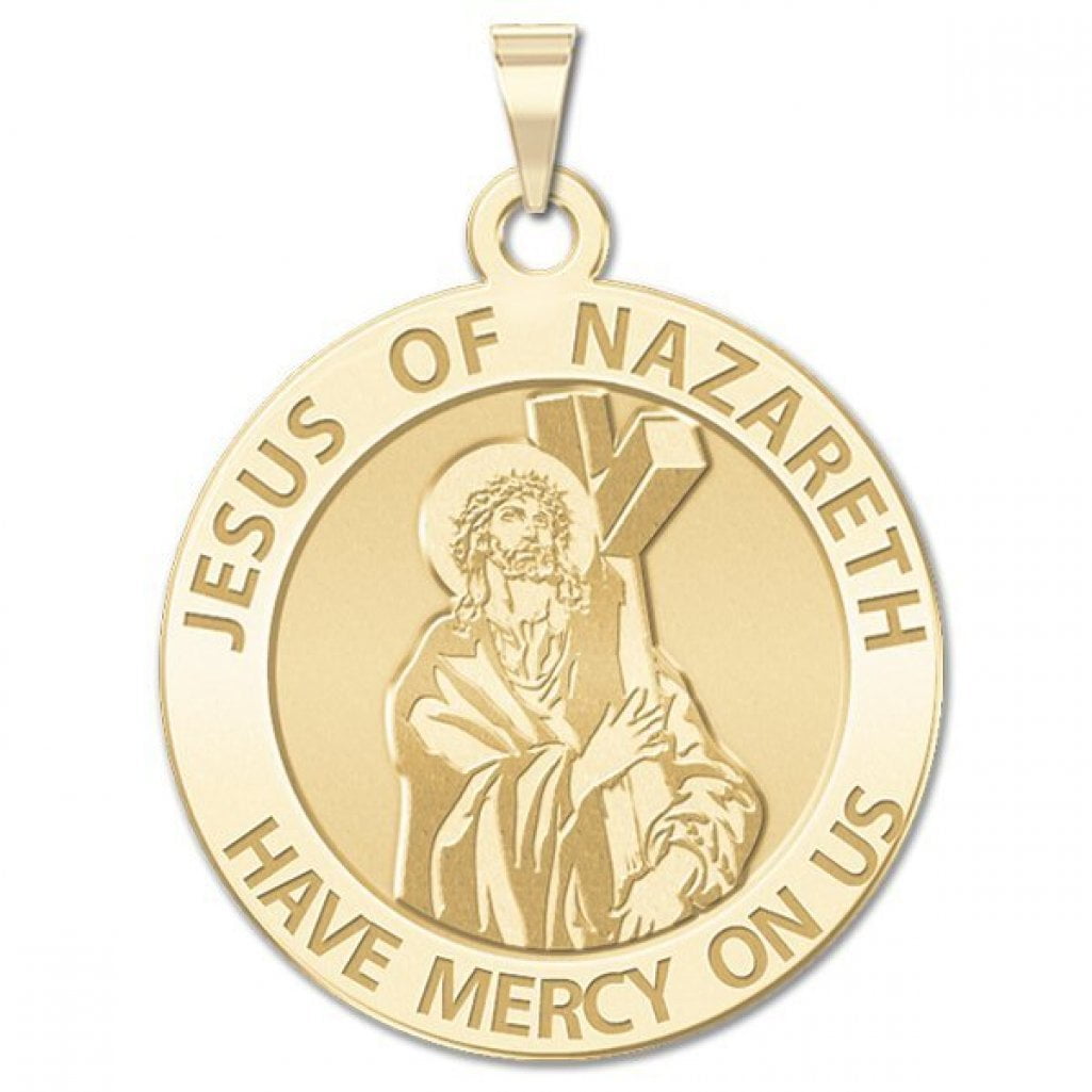 Jesus of Nazareth Religious Medal - 2/3 inch Size of Dime, Solid 14K ...