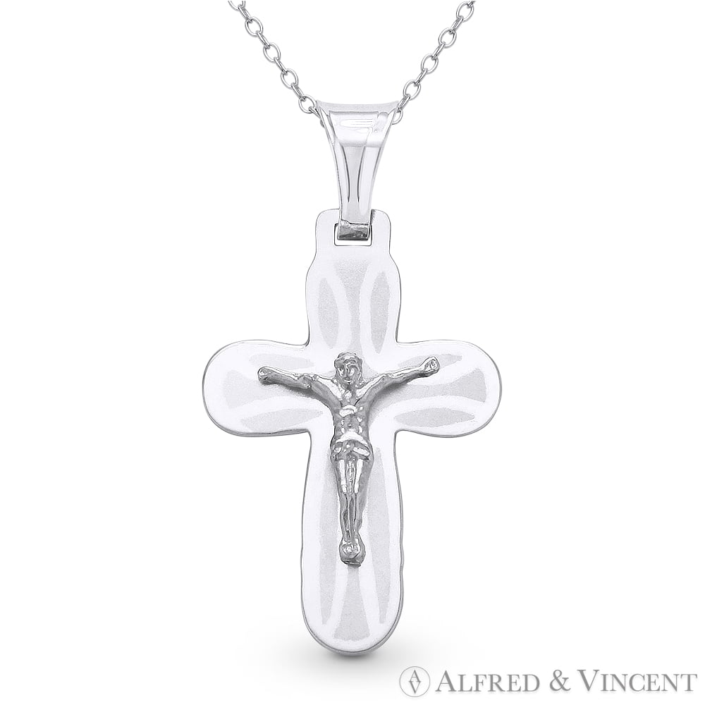 Jesus on Cross Pendant & Chain Necklace in .925 Sterling Silver w ...