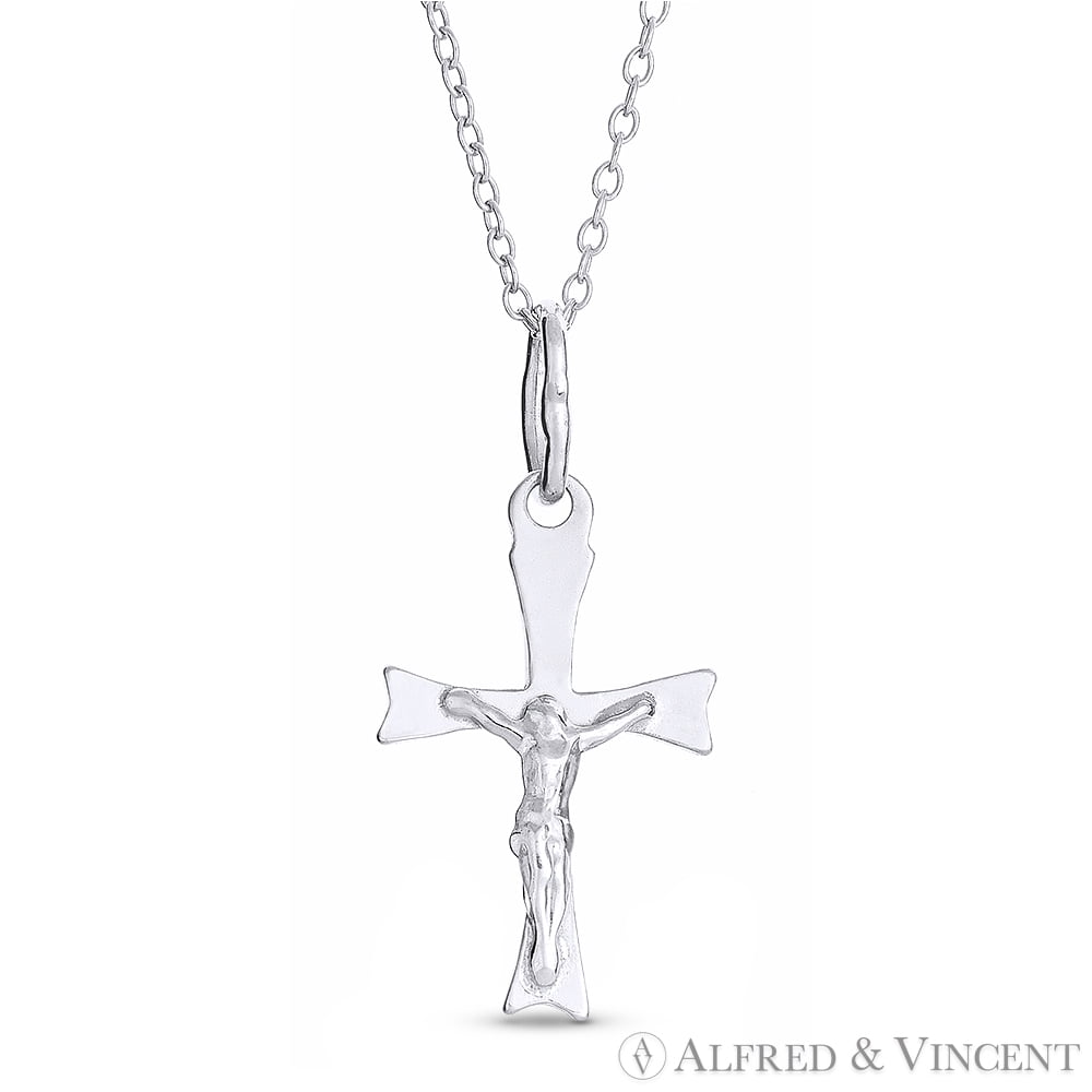 Jesus on Cross Pendant & Chain Necklace in .925 Sterling Silver w ...