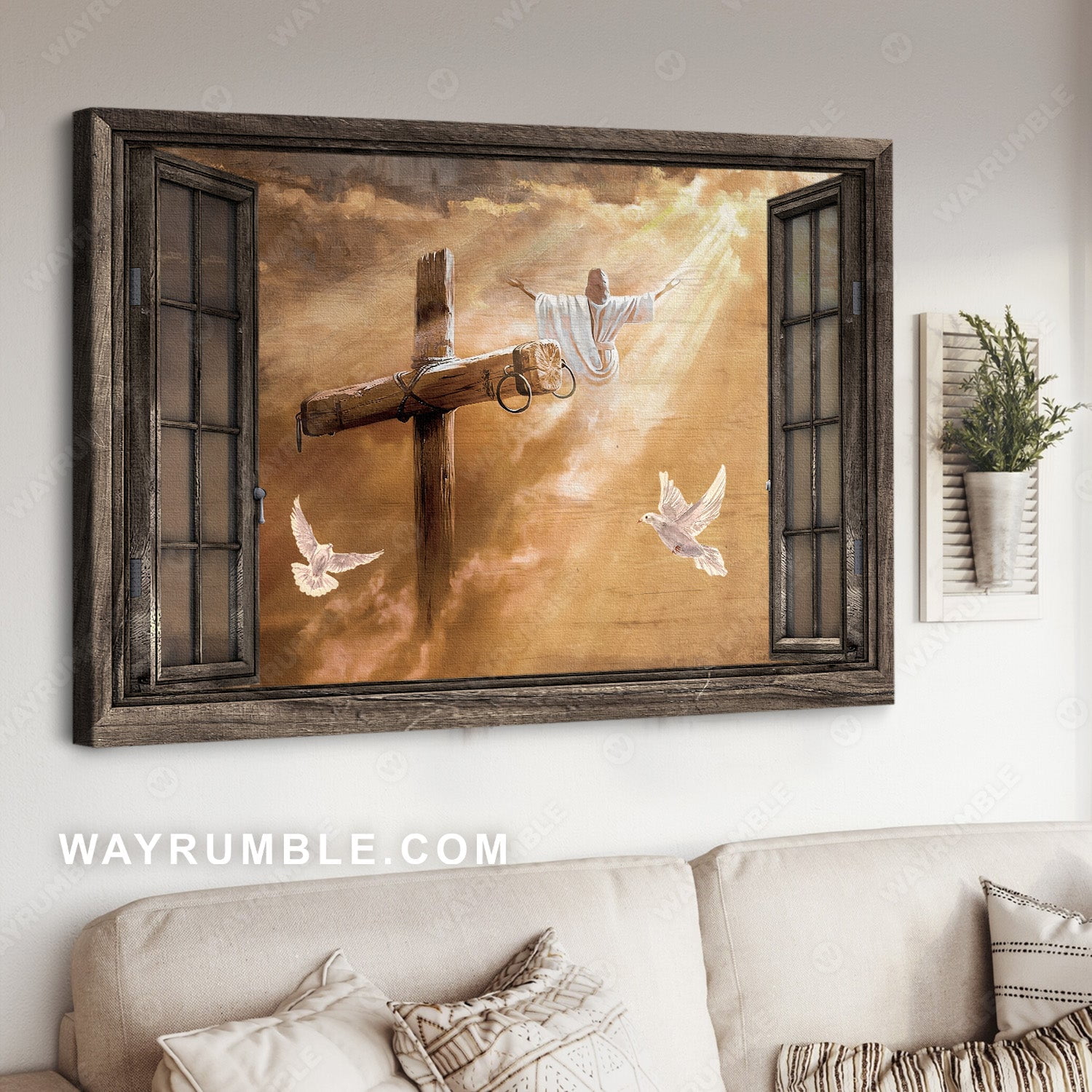 Jesus painting, Heaven's light, The rugged cross, Window frame - Jesus ...