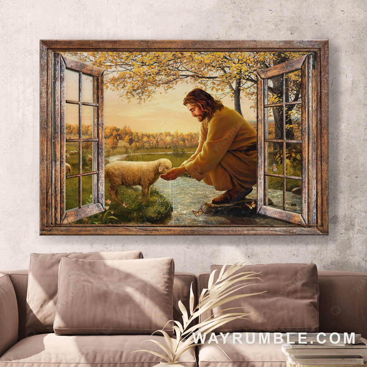 Jesus painting, Lamb of God, Meadow landscape, Jesus and the lamb by ...