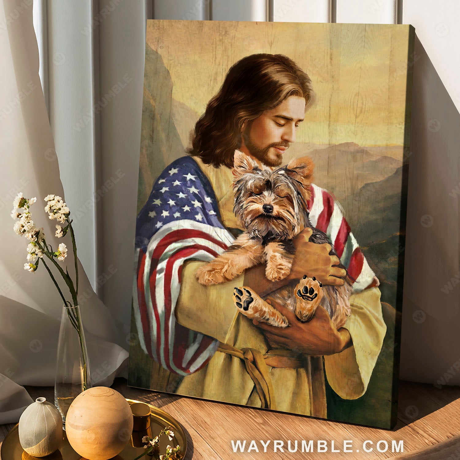Jesus painting, Yorkshire Terrier drawing, in the arms of God - Jesus ...