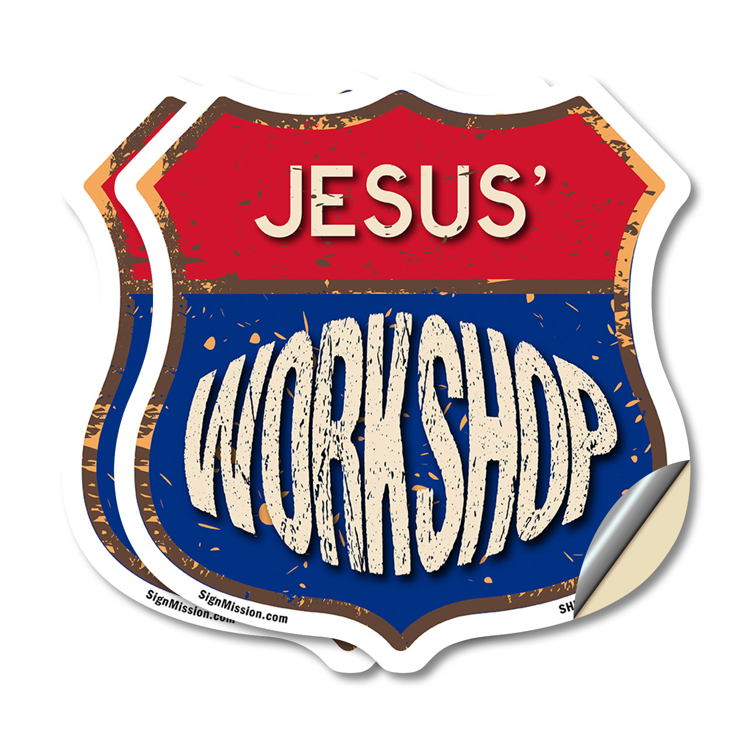 Jesus's Workshop (2 Pack) 12 inch X 12 inch Shield Shaped Heavy Duty 3. ...