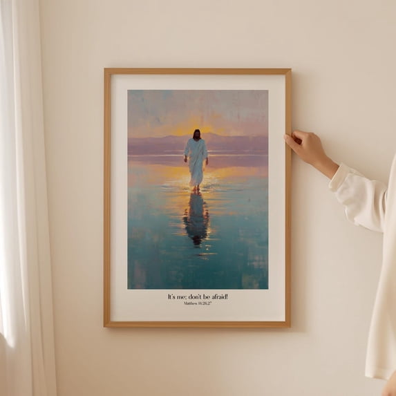 Jesus walking water psalm 139 Poster- trendy Christian Bible verse Wall ...