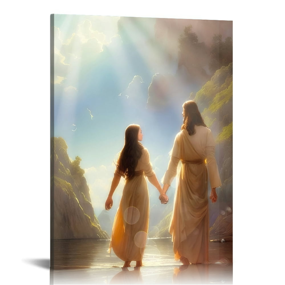 Jesus and She wall art decor Christian wall art, Jesus Canvas Wall Art ...