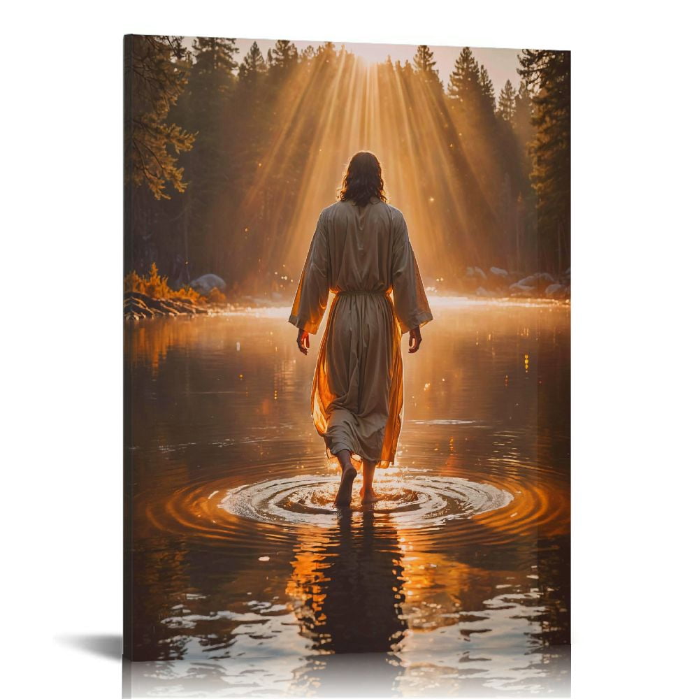 Jesus wall art decor Christian wall art, Jesus Walking on Water Canvas ...