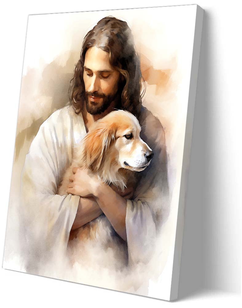 Jesus with Dog Wall Art Mercy Poster Decoration Modern Pictures Wall ...