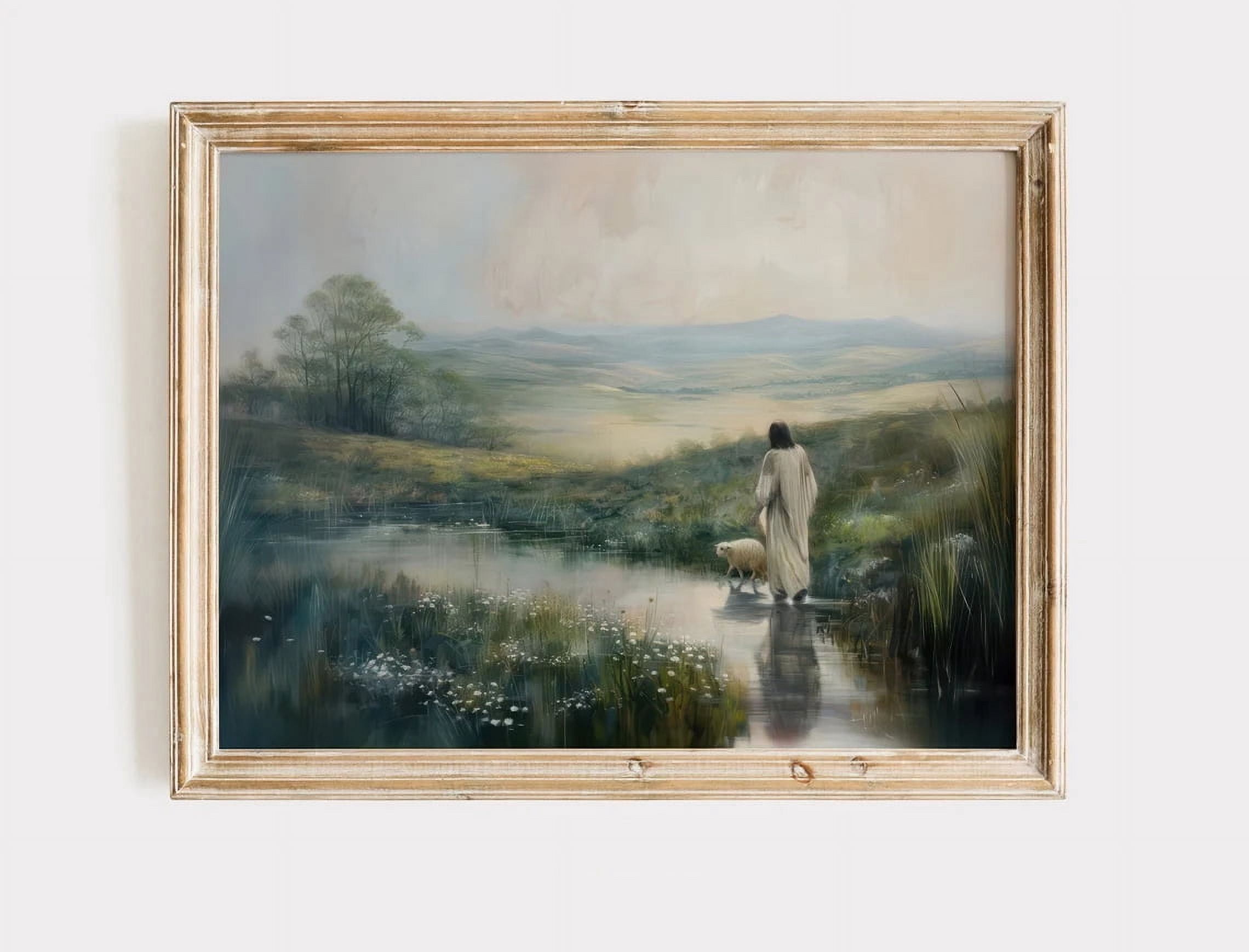 Jesus with La-mb Print Last Supper Canvas Painting Serene landscape ...