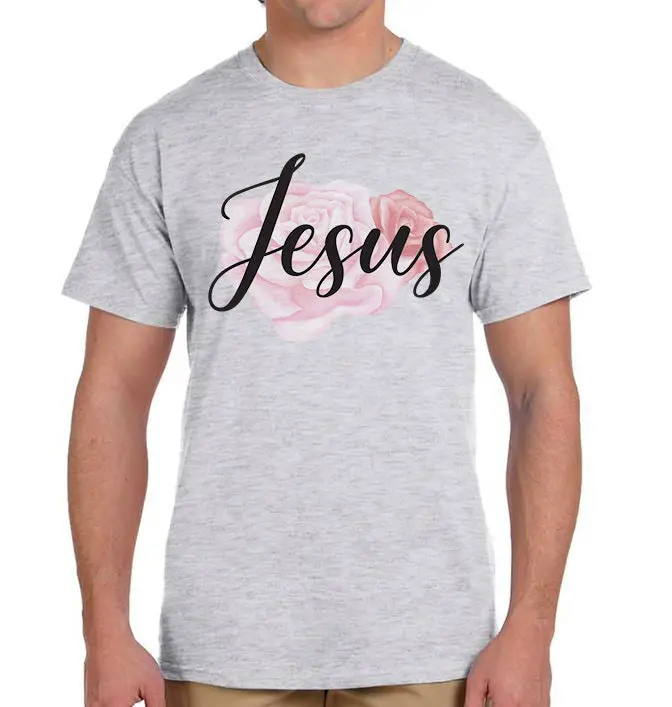 Jesus (with a pink rose) T-Shirt - XXL / Light Grey - Walmart.com