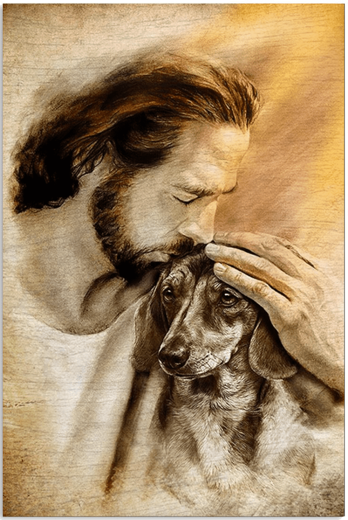 Jesus with lovely Dachshund poster 16 x 24 Inch Poster - Walmart.com