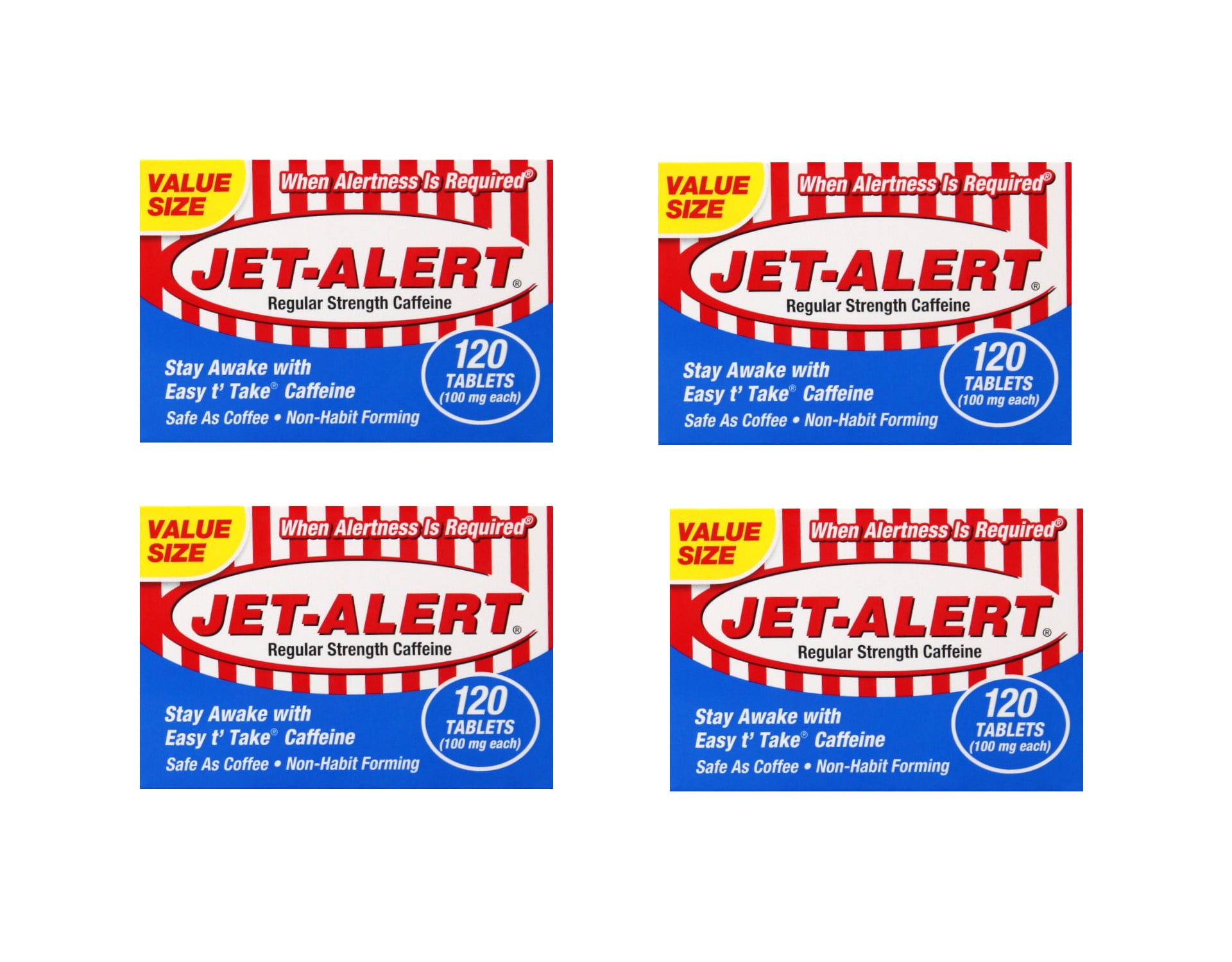 Jet-Alert 100 MG Each Caffeine Tab 120 Count (Pack of 4) - Walmart.com