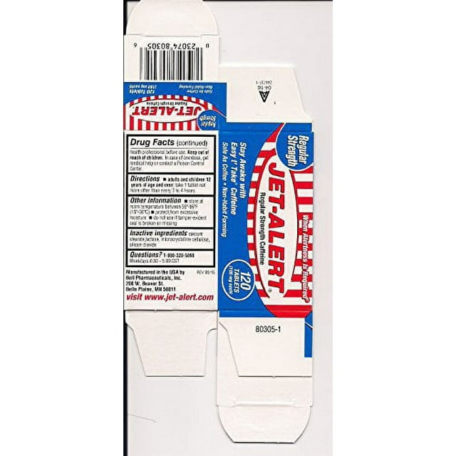 Jet-Alert 100 MG Each Caffeine Tab 120 Count - Walmart.com