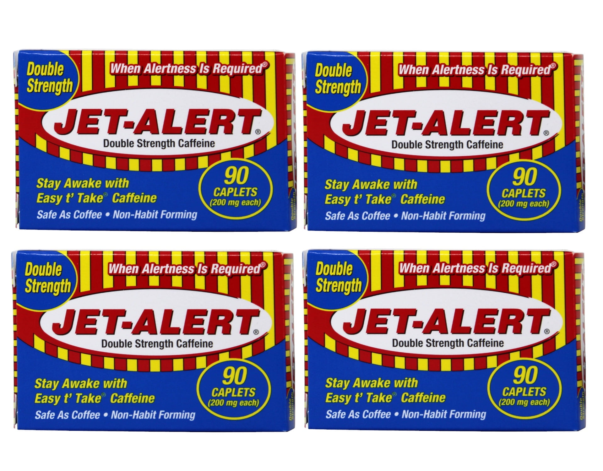 JET ALERT Double Strength Caffeine Pills, 200mg Caplets, Stay Alert ...