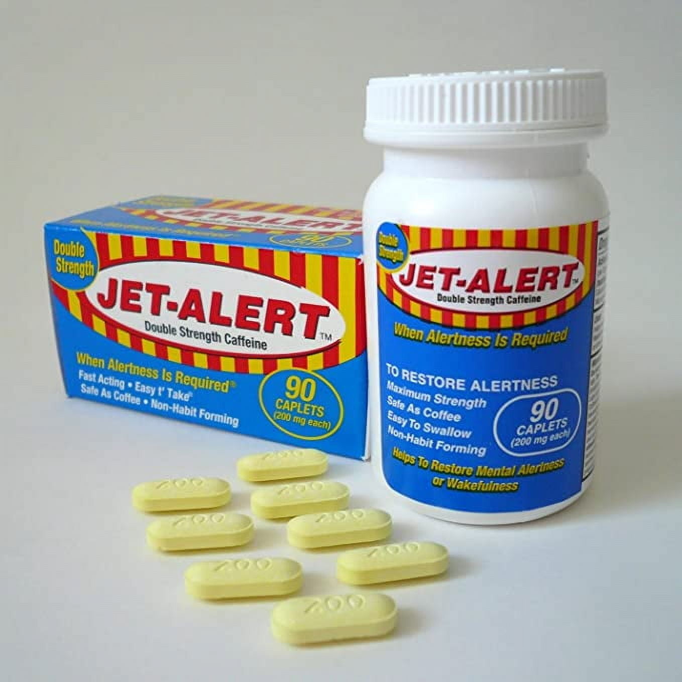 Jet-Alert Double Strength Caffeine Booster Supplement, 200mg, 90 Count ...