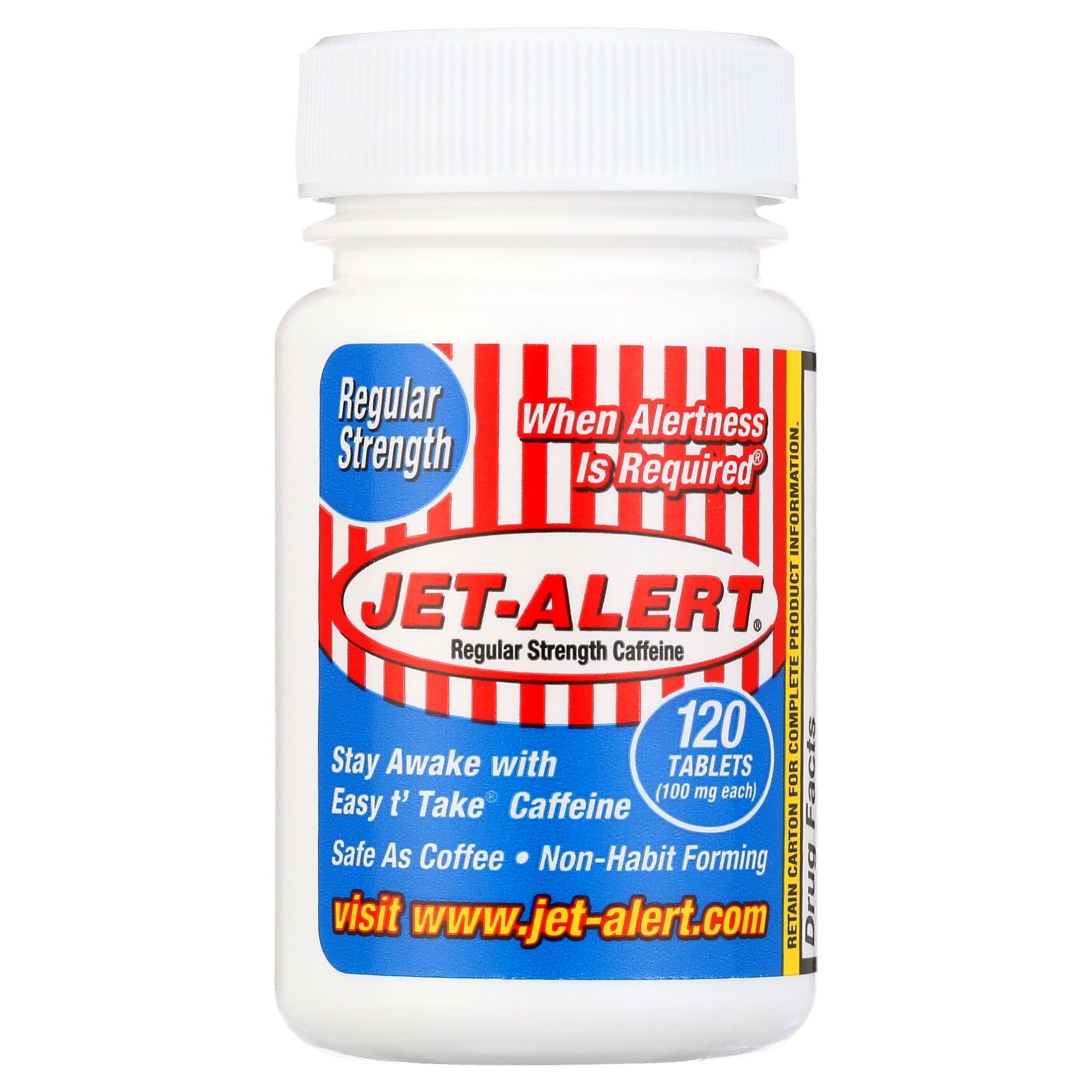 Jet-Alert Regular Strength Caffeine 100mg, 120ct Tablet - Walmart.com