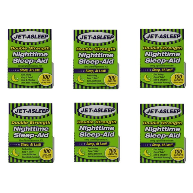 Jet-Asleep Nighttime Sleep-Aid Caplets for Adults, Double Strength, 100 ...