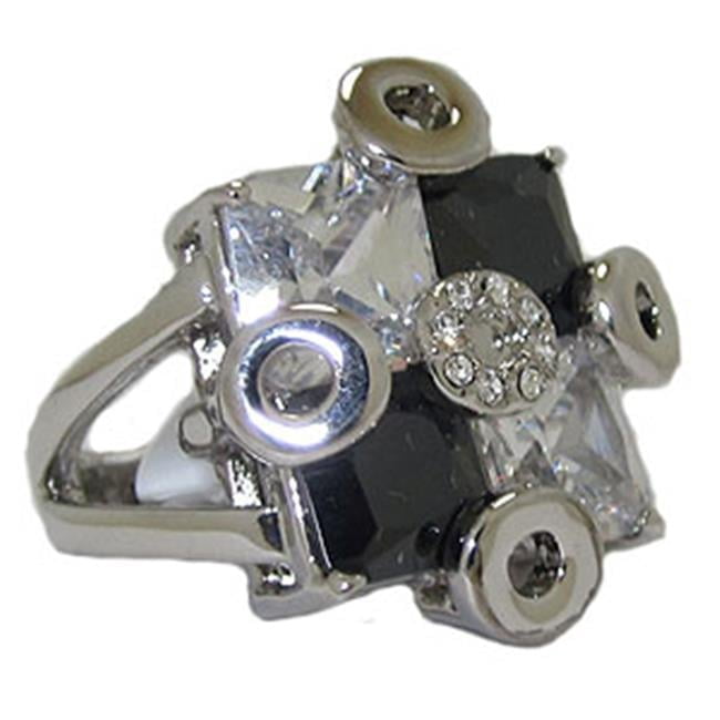 Jet Black & Clear White Free Form Austrian Crystal Ring - Walmart.com