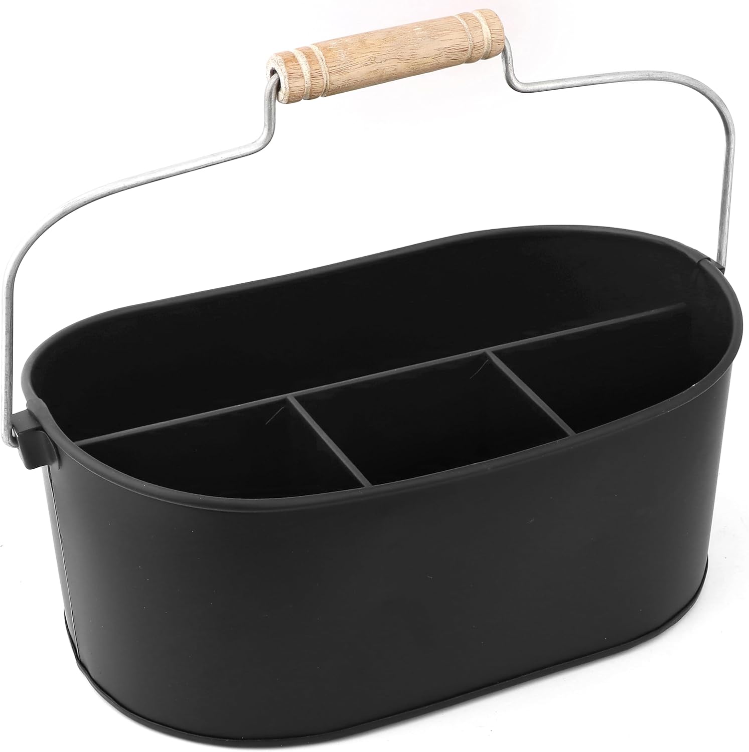 Jet Black Silverware Caddy, Wooden Utensil Holder, Picnic Cutlery ...