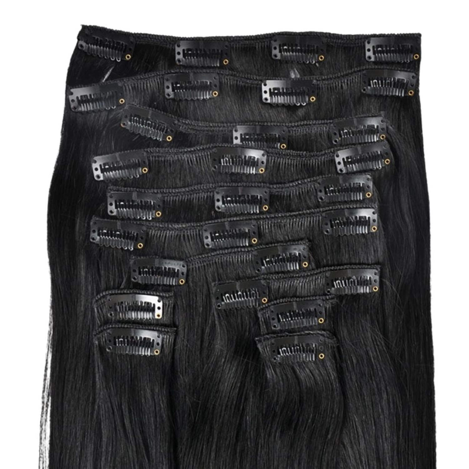 Jet Black Straight Clip Ins with a Free Eye Lash Extensions - Walmart.com