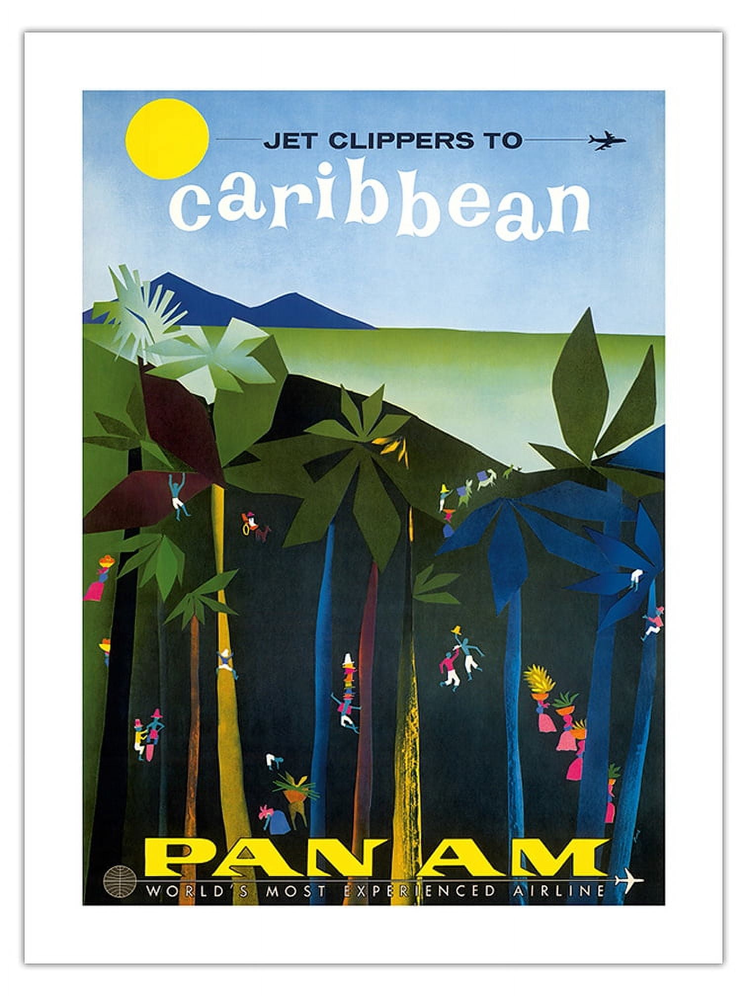 Jet Clippers to Caribbean - Pan American World Airways - Vintage Airline Travel Poster by Aaron ...