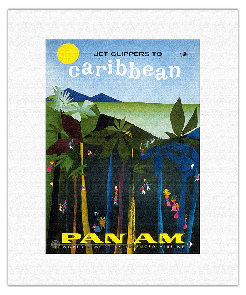 Jet Clippers to Caribbean - Pan American World Airways - Vintage Airline Travel Poster by Aaron ...