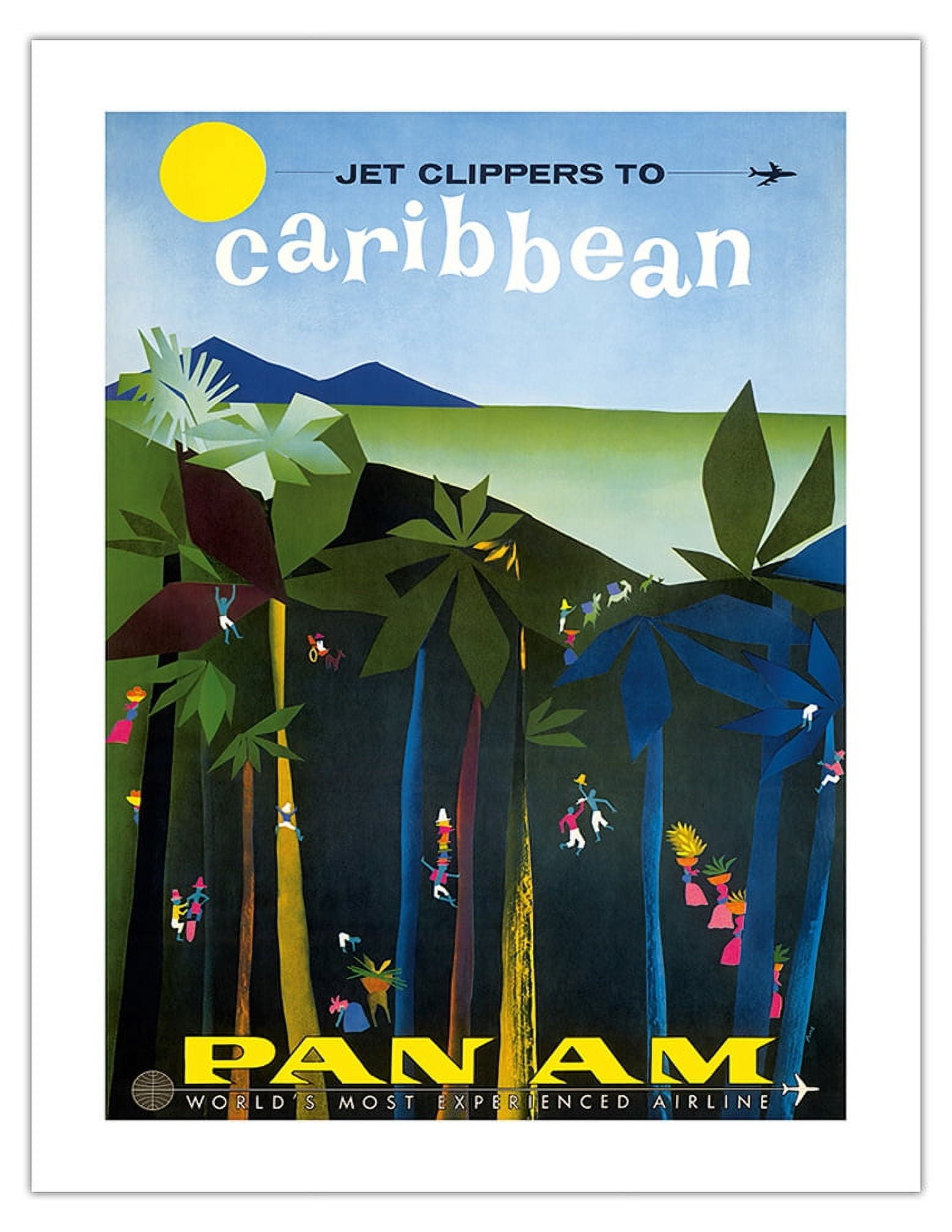 Jet Clippers to Caribbean - Pan American World Airways - Vintage Airline Travel Poster by Aaron ...