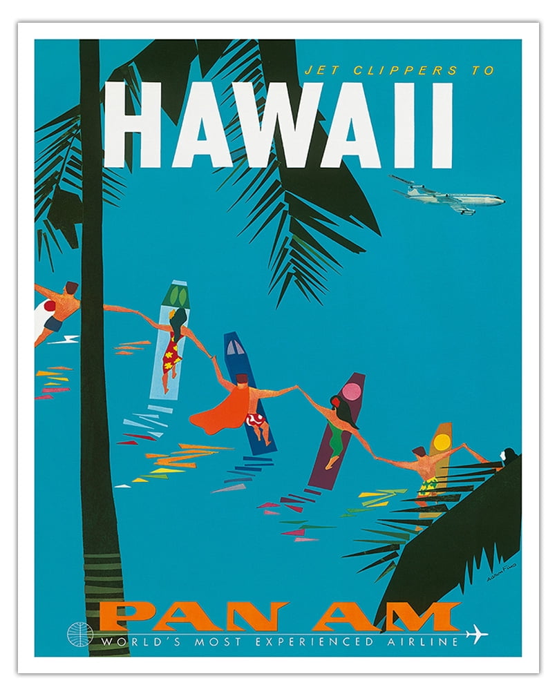 Jet Clippers to Hawaii - Hawaiian Surfers Linking Hands - Pan American ...