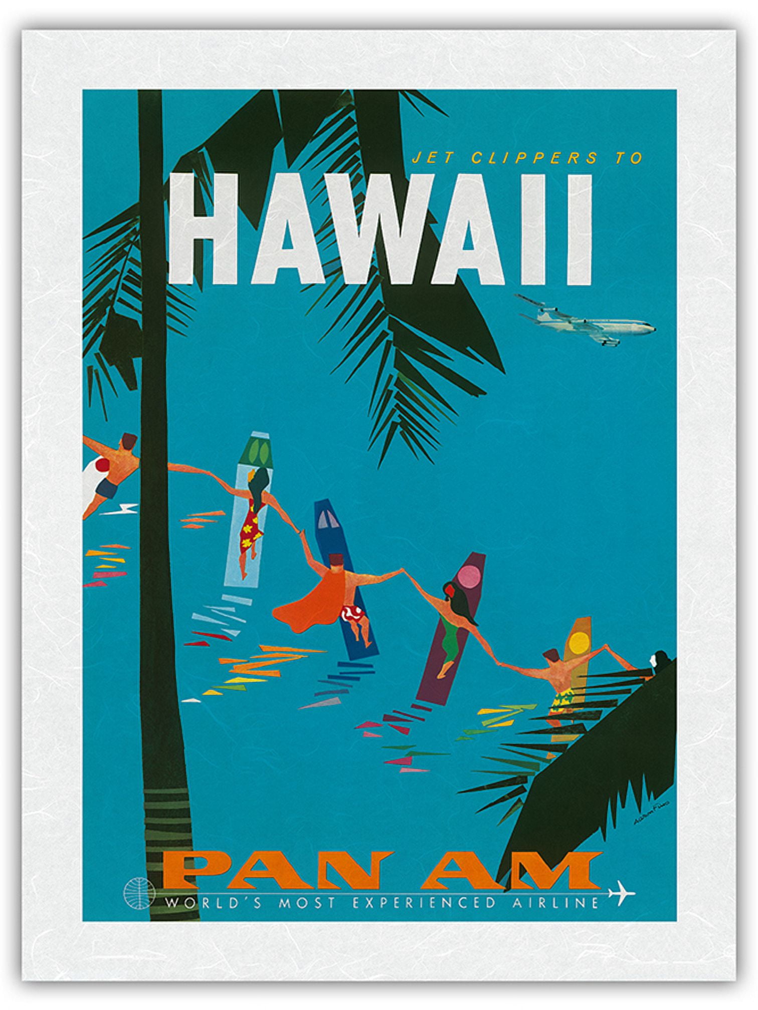 Jet Clippers to Hawaii - Hawaiian Surfers Linking Hands - Pan American ...